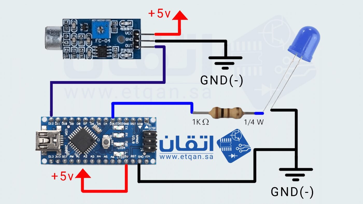Clap Switch Circuit Using Arduino Nano - الكترونيات اولاين